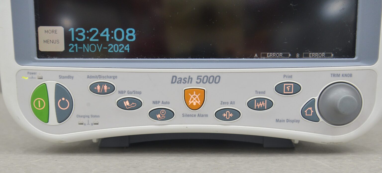 GE Dash 5000 Patient Monitor CO2, BP, Masimo SpO2, NBP, ECG, Temp, and ...