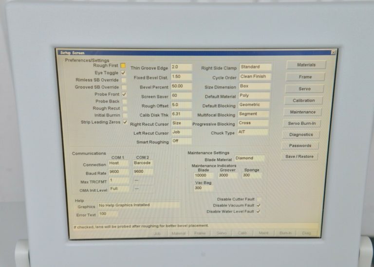 National Optronics 7E Patternless Lens Edger System Optical Lab ...
