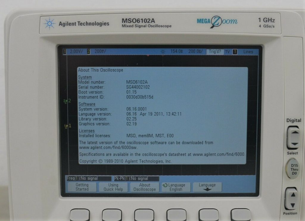 Agilent MSO6102A w/ Option 8MH Mixed Signal Oscilloscope 2+16Ch 1GHz ...