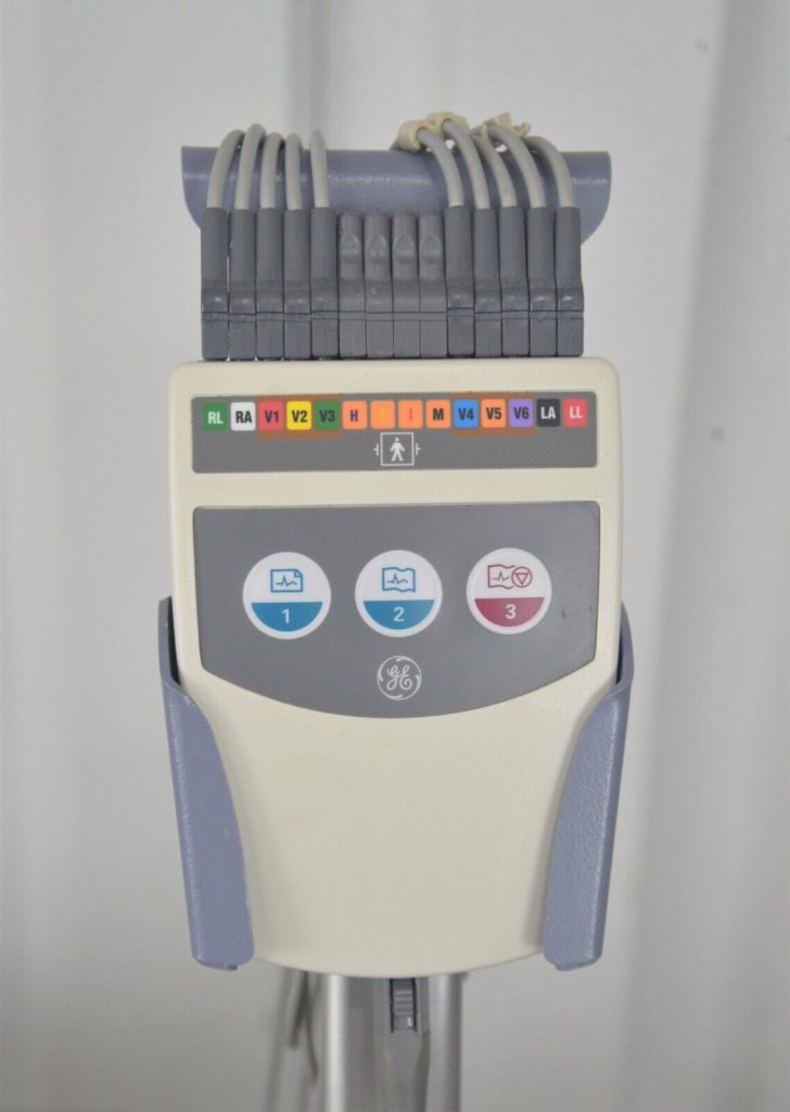 GE MAC 5500 Analysis System w CAM 14 Acquisition Module Leads & Cart ...