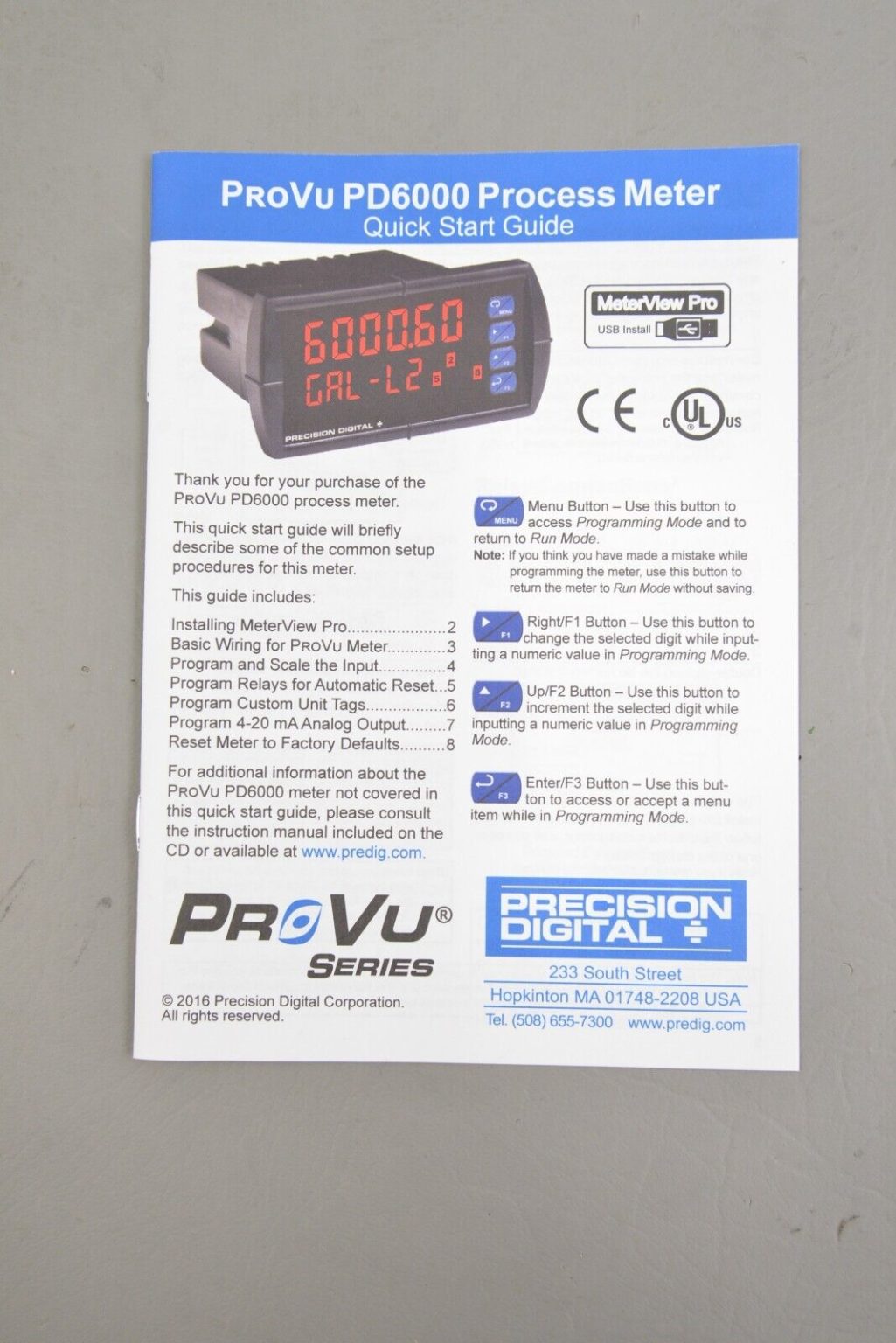 Precision Digital ProVu PD6000-6R5 1/8 DIN Process Digital Panel Meter – Rhino Trade LLC