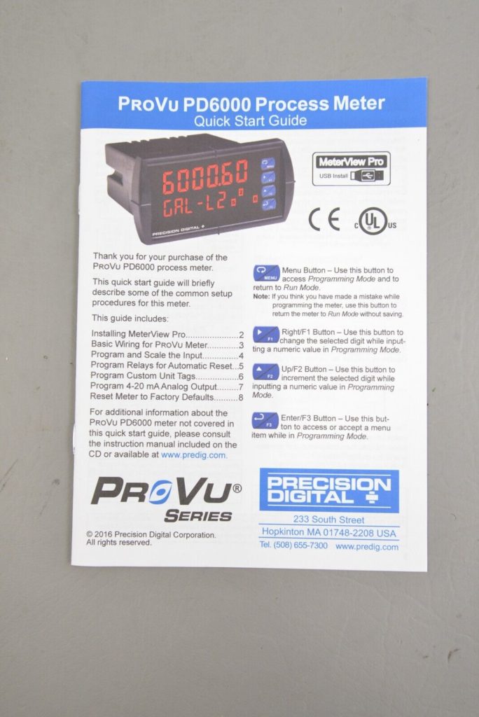 Precision Digital ProVu PD6000-6R5 1/8 DIN Process Digital Panel Meter ...