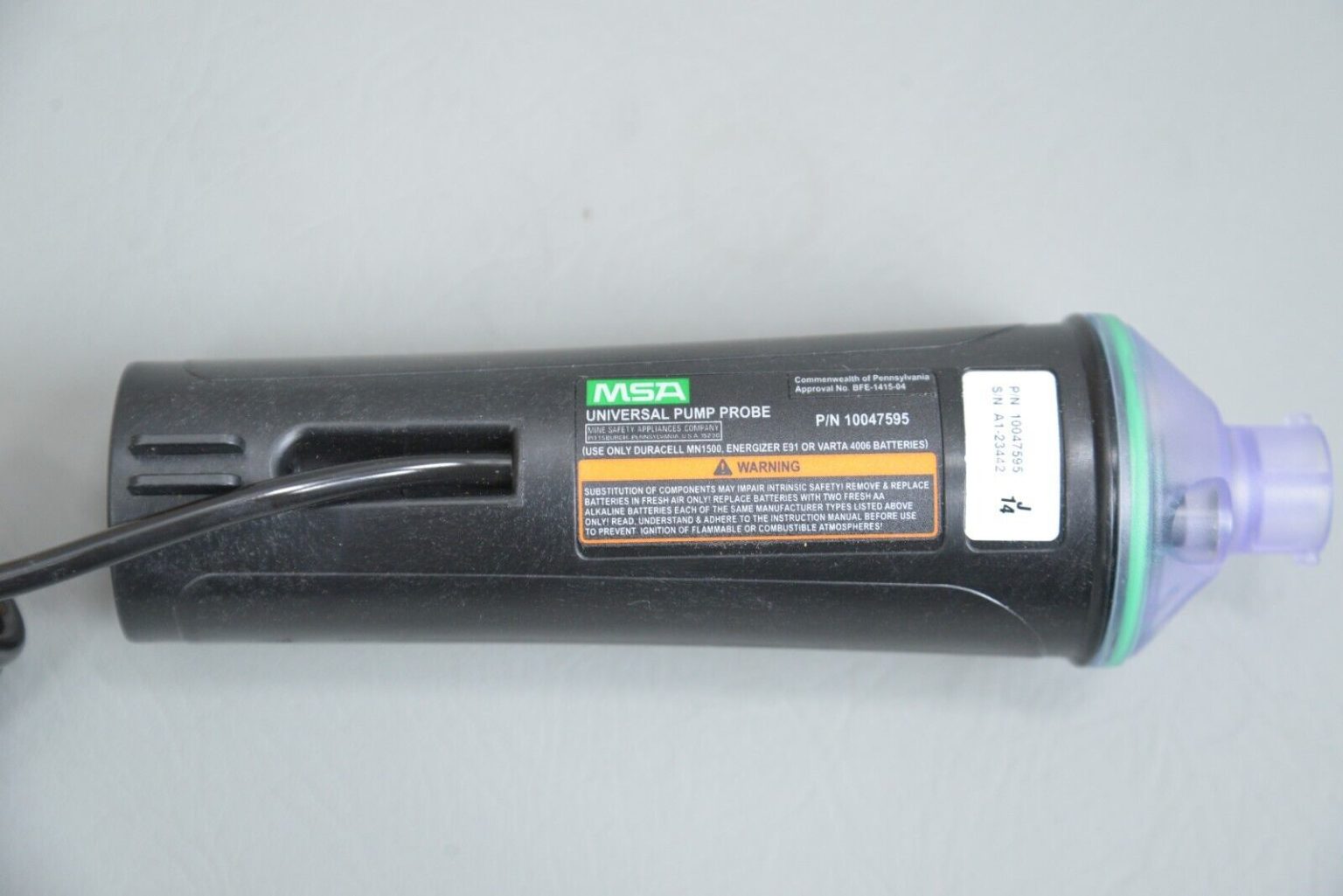 MSA Universal Pump Probe 10047595 & MSHA Solaris Sensor Gas Detector ...