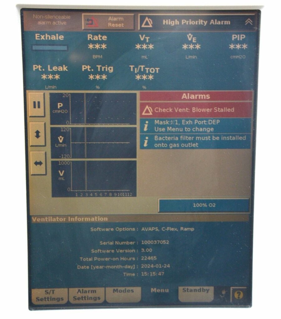 Philips Respironics V60 Ventilator System 1033544 w/ Zoll 6ft Wye ...