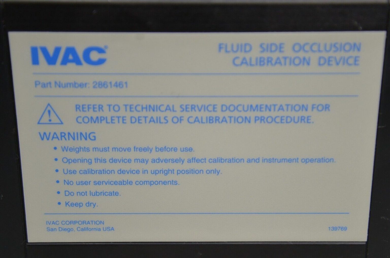 IVAC Fluid Side Occlusion Calibration Device – Rhino Trade LLC
