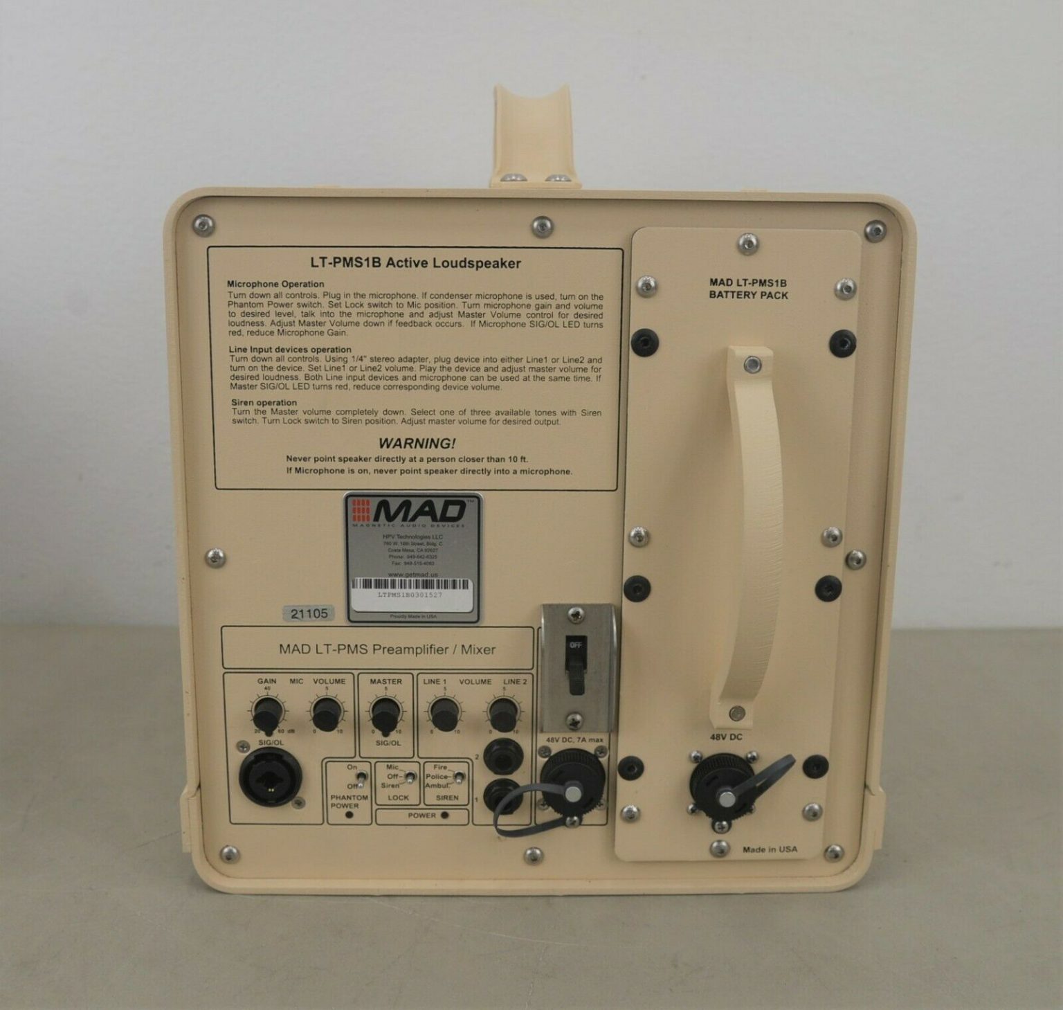 MAD Magnetic Audio Devices LT-PMS1B Active Loudspeaker w/Hard Case ...