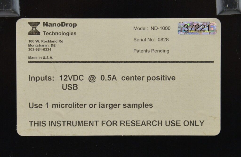 NanoDrop Technologies ND-1000 Spectrophotometer – Rhino Trade LLC