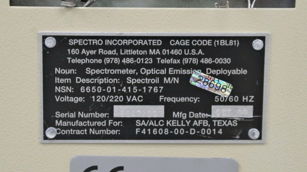 Spectro Inc. Spectroil M/N Deployable Optical Emission Oil Analysis ...