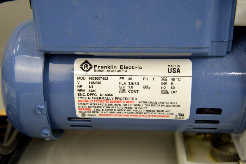Welch 8905 Direct Drive High Vacuum Pump Franklin Electric Motor ...