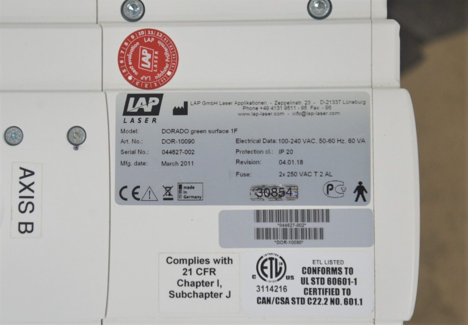 LAP Laser Dorado Green Surface 1F Axis A B X Laser Positioning System ...