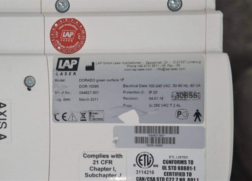 LAP Laser Dorado Green Surface 1F Axis A B X Laser Positioning System ...