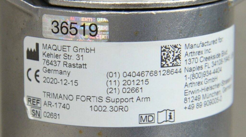 Arthrex AR-1740 1002.30R0 Trimano Fortis Support Arm Maquet Limb Arm ...