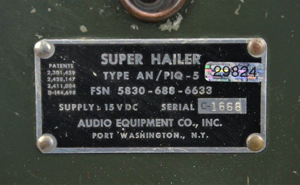 Audio Equipment AN/PIQ-5 Super Hailer Military Speaker Amplifier ...