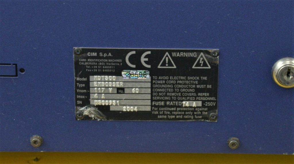 CIM Card Imaging Master MDT 500 Metal Dog Tag Embosser 2004 Model ...