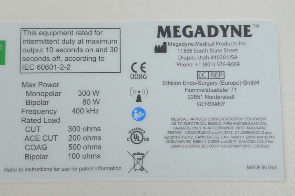 Megadyne Mega Power 1000 Electrosurgical Generator w/ MegaVac Plus ...