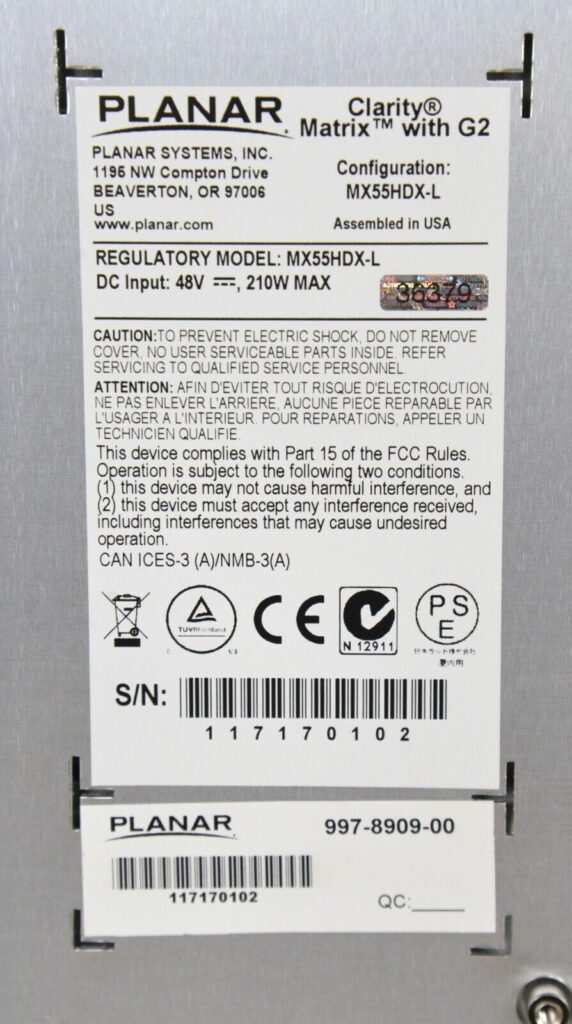 55" Planar Clarity Matrix G2 LCD Signage Video Wall Display MX55HDX-L ...