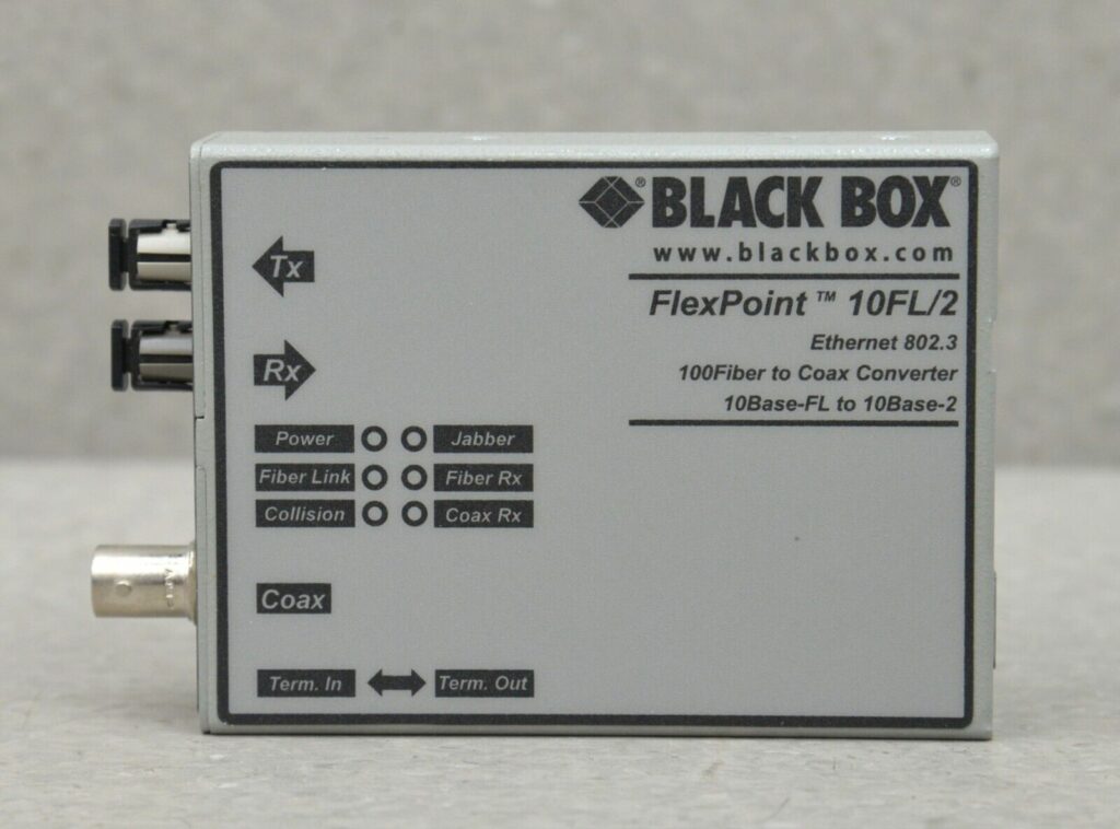 Black Box FlexPoint 10FL/2 Fiber to Coax Converter LMC211A-MM 9V DC ...