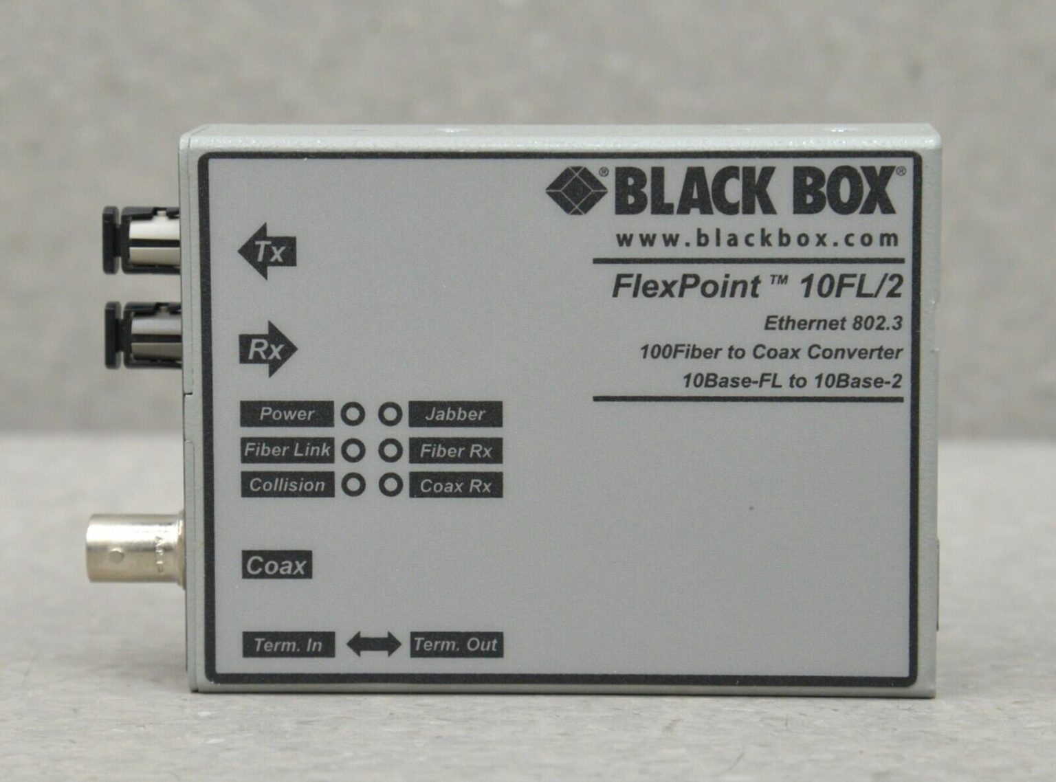 Black Box FlexPoint 10FL/2 Fiber to Coax Converter LMC211A-MM 9V DC ...