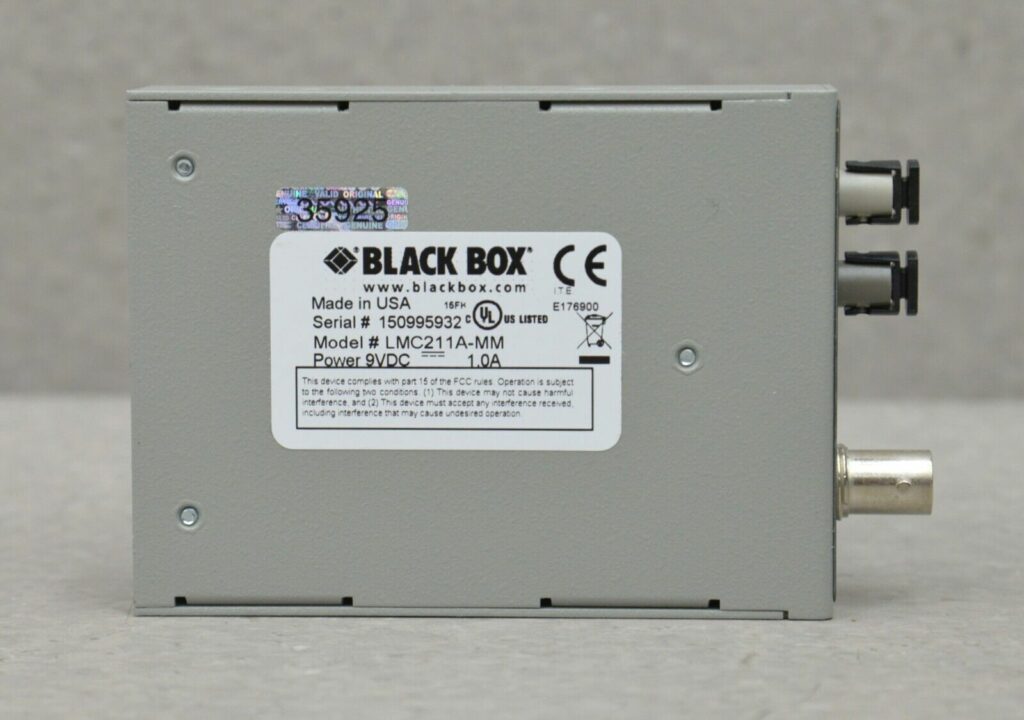 Black Box FlexPoint 10FL/2 Fiber to Coax Converter LMC211A-MM 9V DC ...
