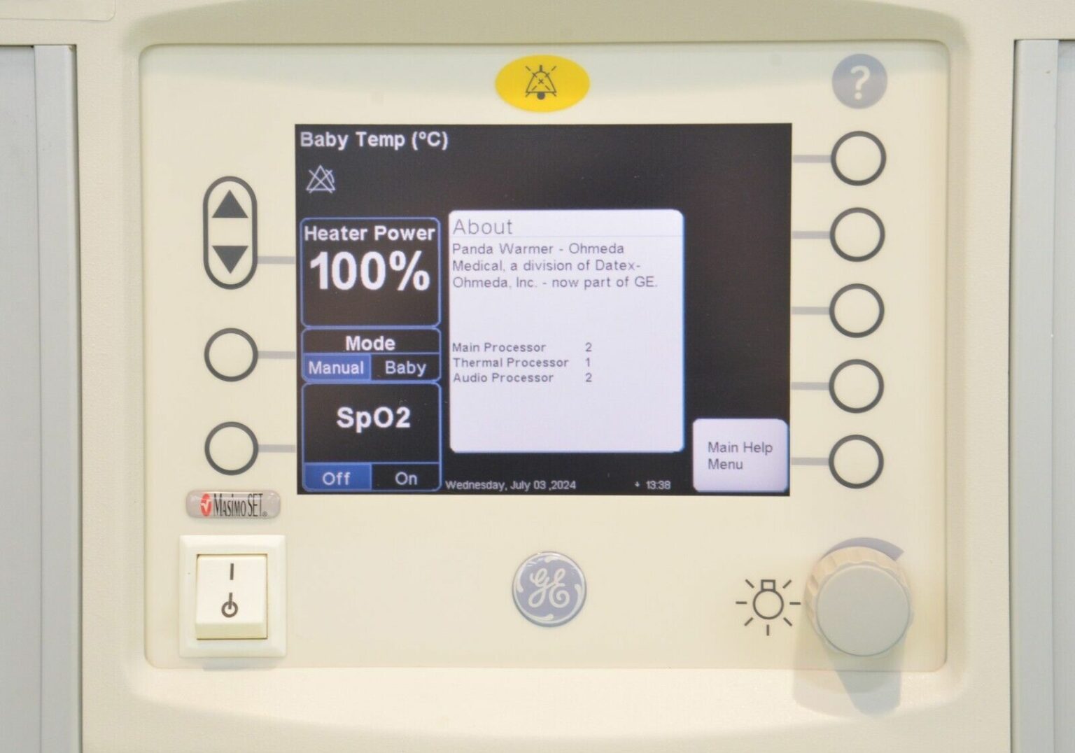 GE Healthcare Giraffe Bedded Baby Warmer Masimo SpO2 1502 T-Piece ...