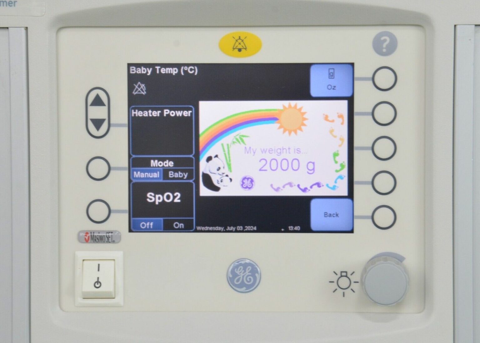 GE Healthcare Giraffe Bedded Baby Warmer Masimo SpO2 1502 T-Piece ...