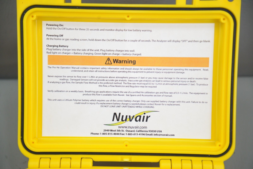 Nuvair Pro He Alarm Helium O2 Analyzer Case Mounted – Rhino Trade LLC