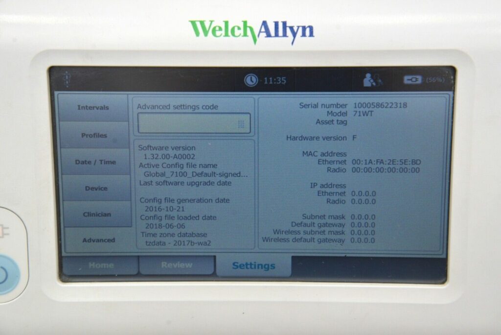 Welch Allyn 71WT Connex Spot Vital Signs Monitor Core REF 901058 ...
