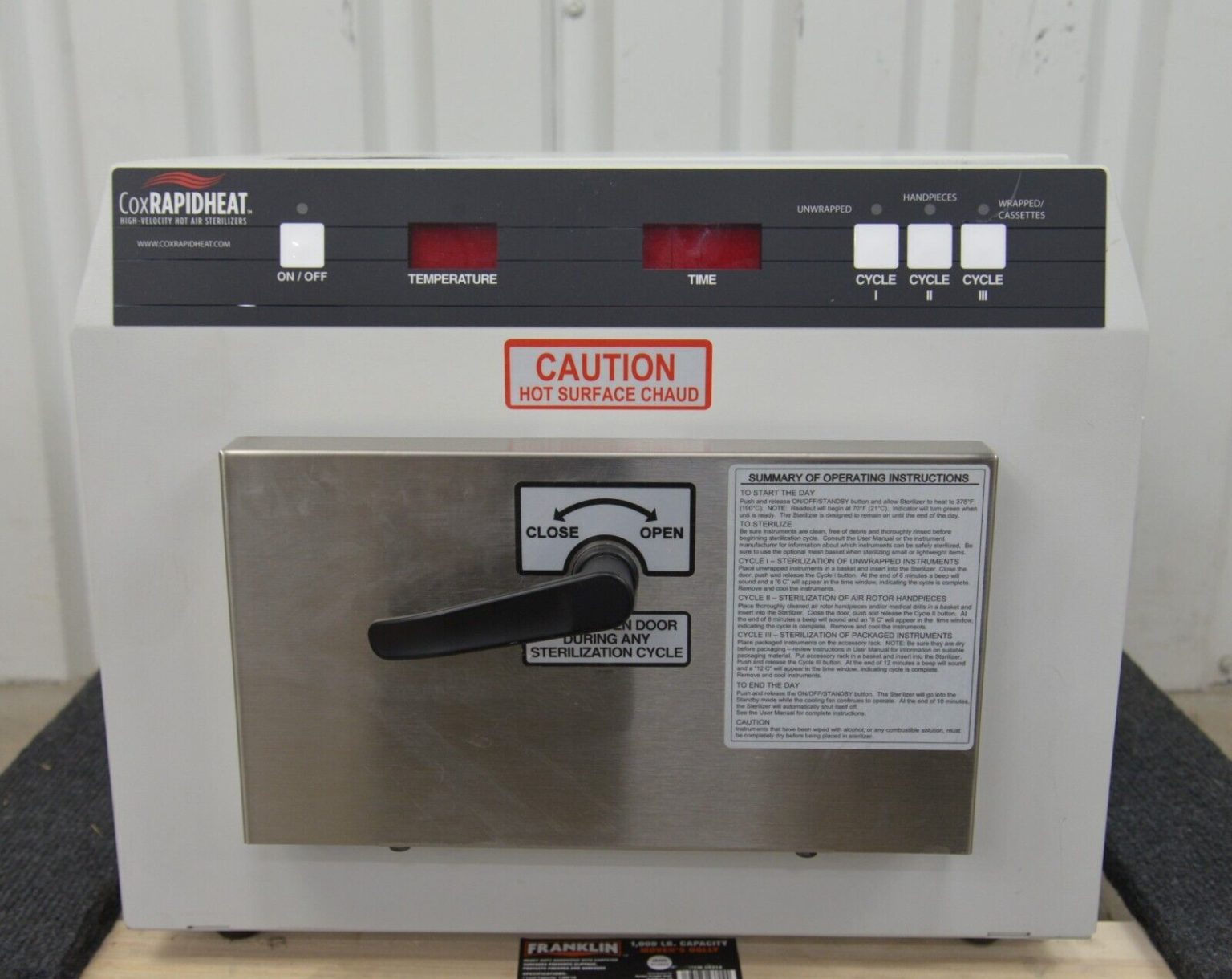 Cox Rapid Heat Transfer Sterilizer 6000 High-Velocity Hot Air ...
