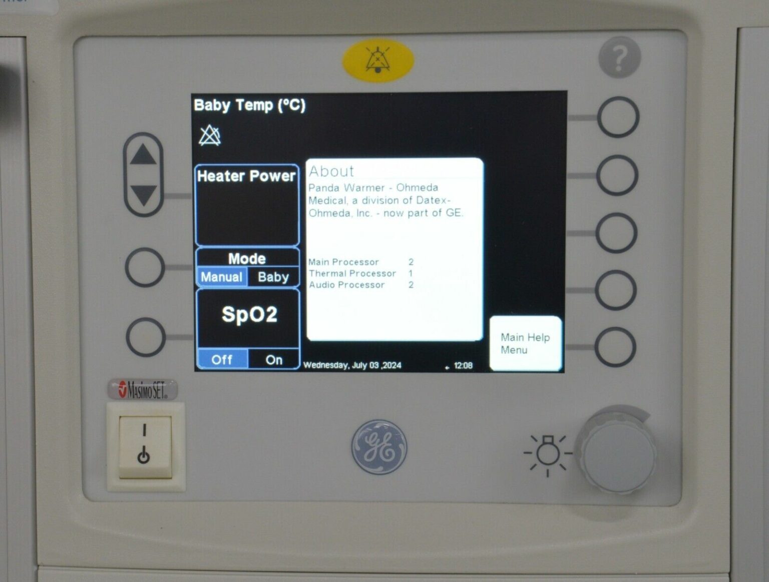 GE Healthcare Panda Ires Bedded Baby Warmer Masimo SpO2 1502 T-Piece ...