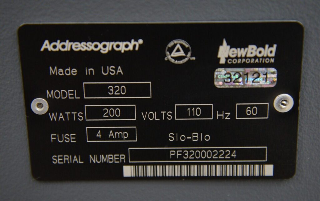 NewBold 320 Addressograph Electric Dog Tag Embosser w/ Case – Rhino ...