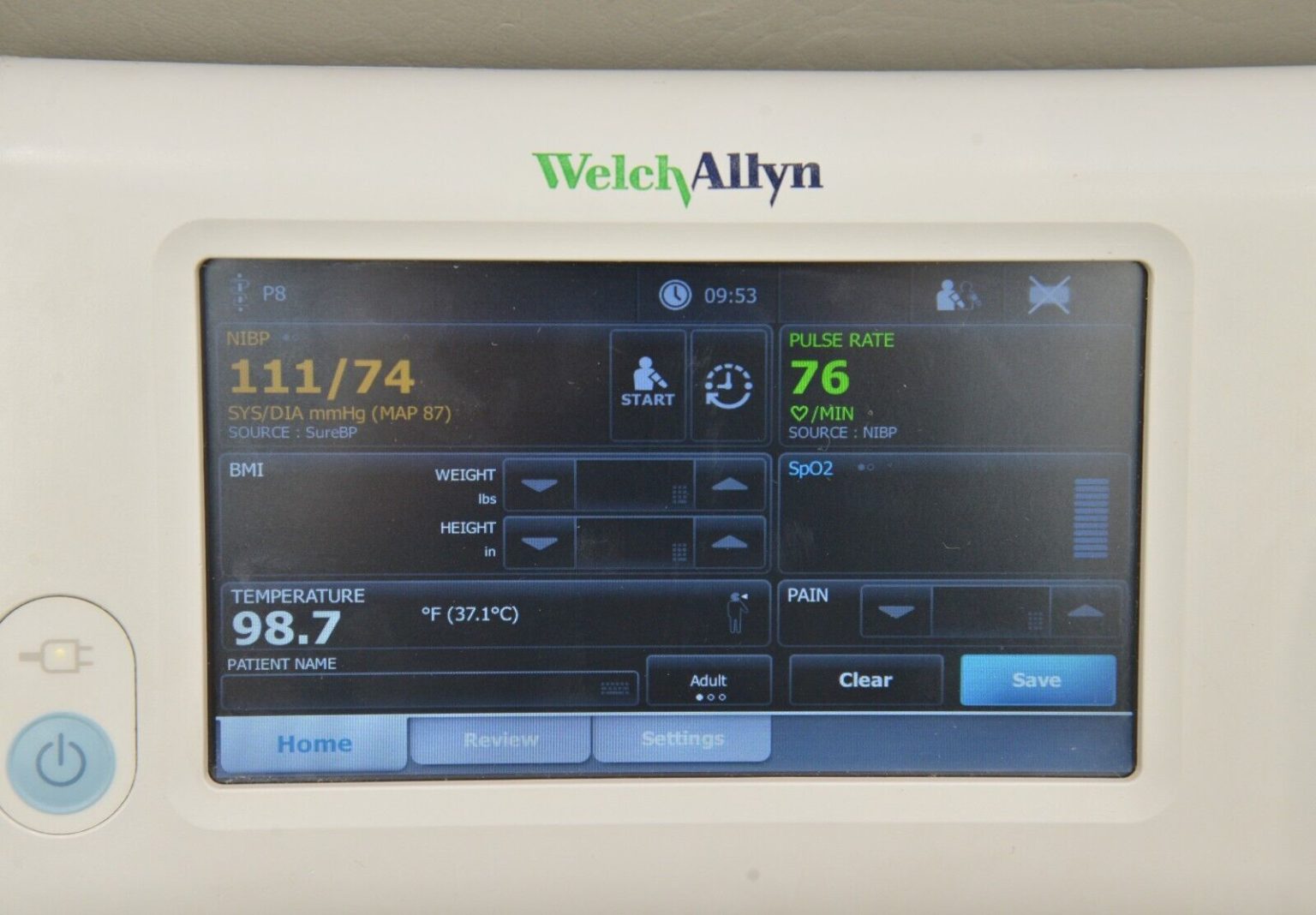 Welch Allyn Vital Signs Connex Spot 73CT Nellcor S.P.O.2 N.I.B.P T.E.M ...